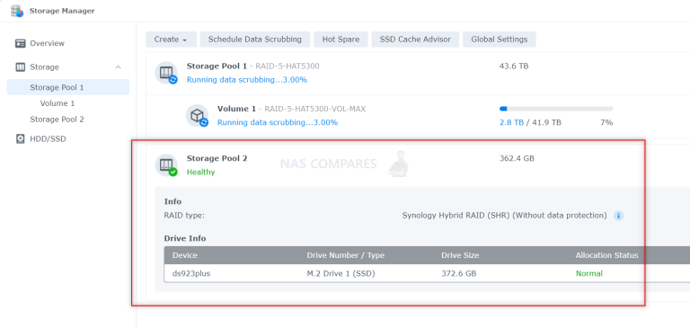 Synology DS923+ NAS – M.2 NVMe SSDs Storage Pools – UPDATE – NAS Compares