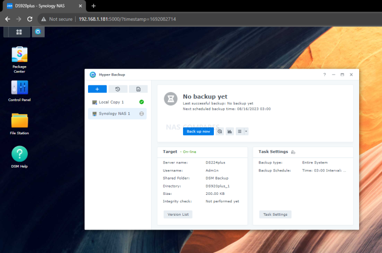 How To Fully Backup Synology Dsm System Image With Hyper Backup To Another Synology Nas Nas